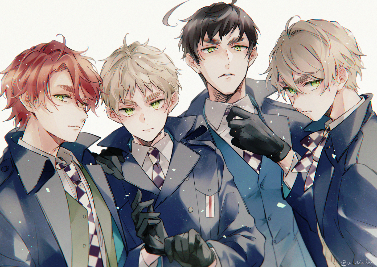 Safebooru - 4boys ahoge axis powers hetalia black gloves blonde hair brothers brown hair ...