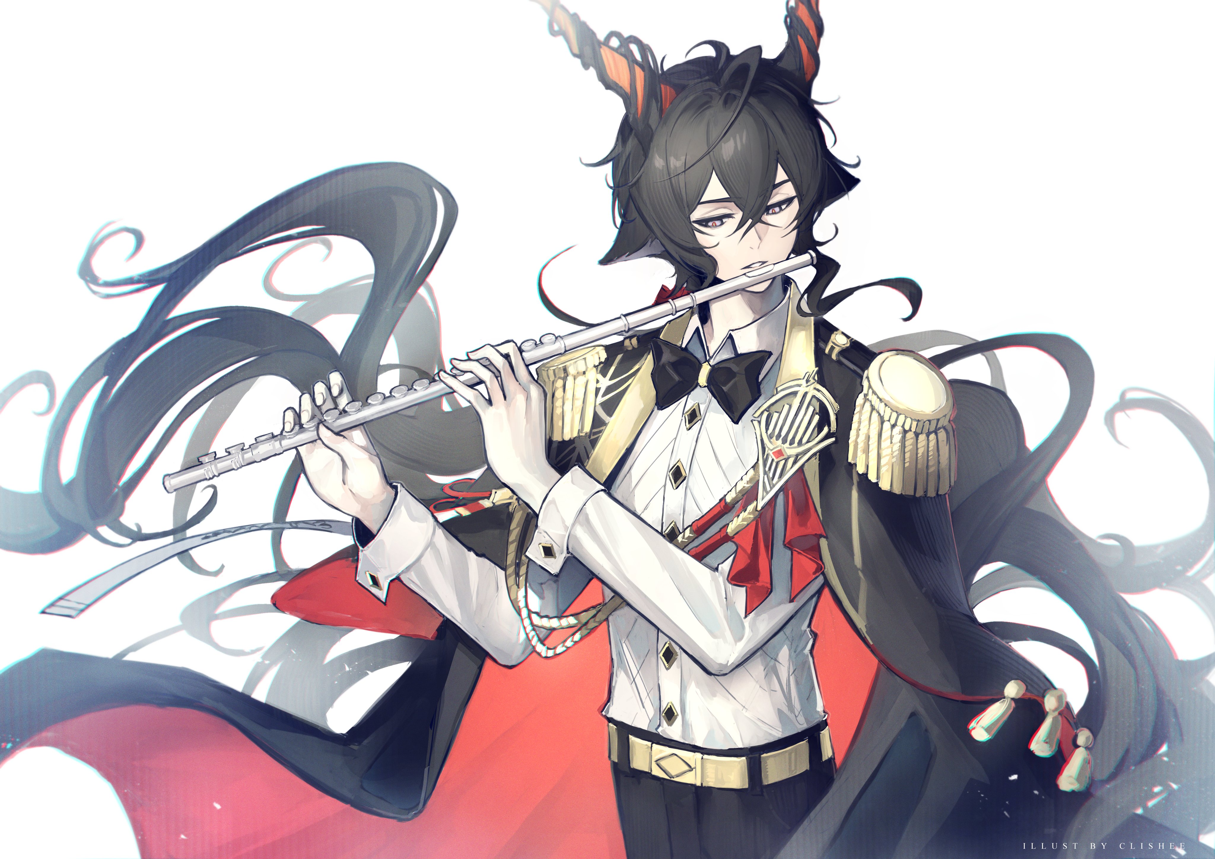Safebooru - 1boy absurdres animal ears arknights artist name belt black coat black hair black ...
