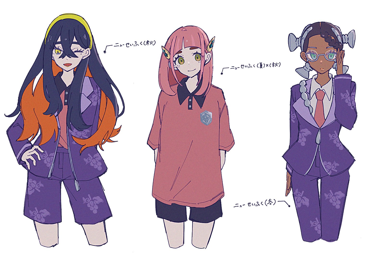 Safebooru - 3girls amarys (pokemon) black hair blueberry academy (emblem) blueberry academy ...