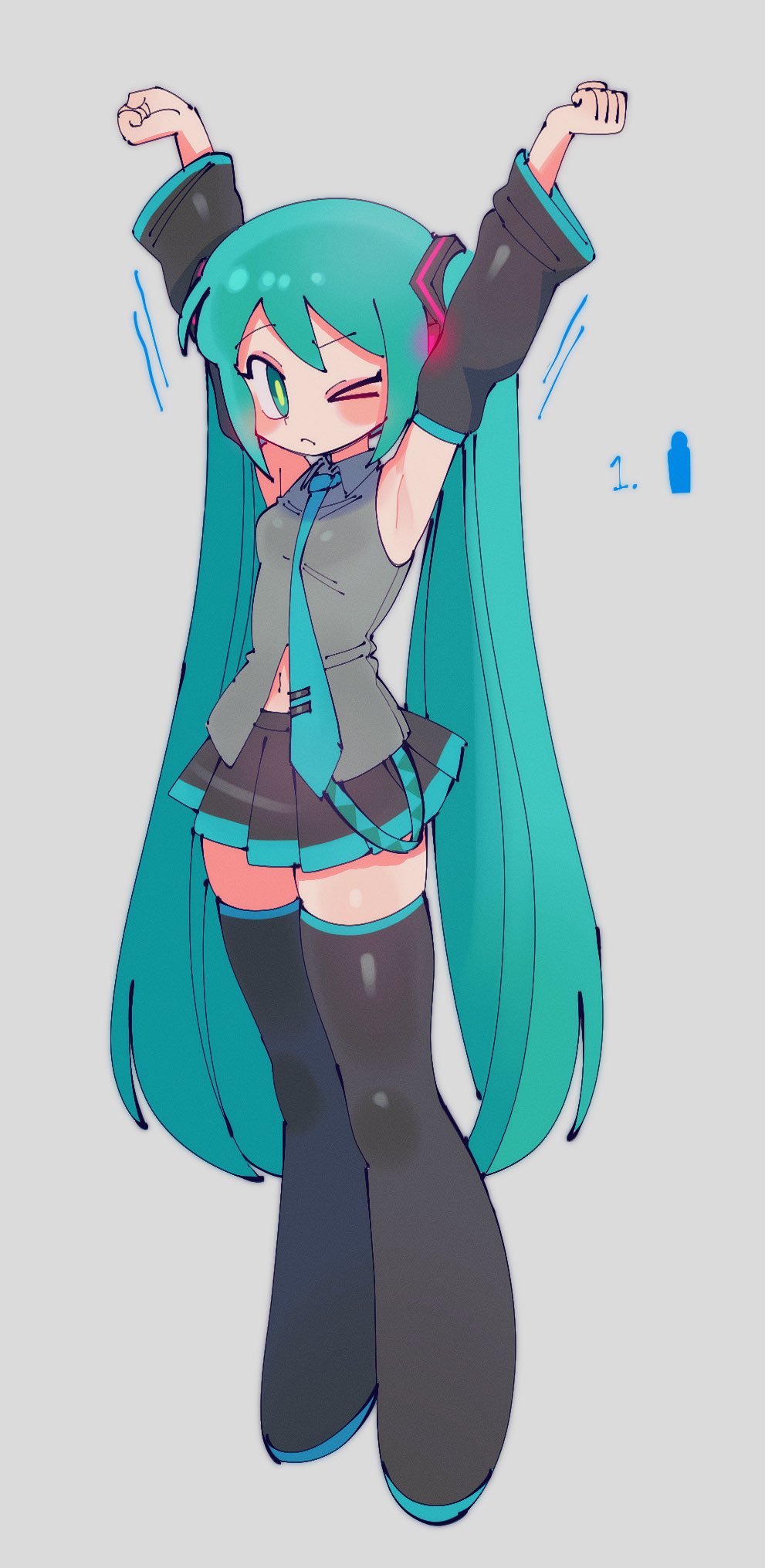 Safebooru - 1girl aqua eyes aqua hair batrobin k black thighhighs detached sleeves hatsune miku ...