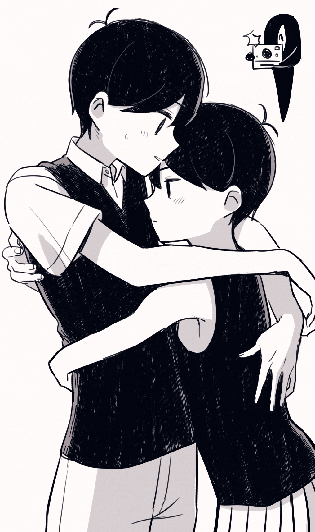 Safebooru - 2boys antenna hair black eyes black hair black tank top ...