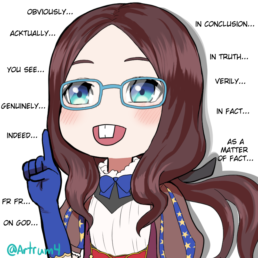 Safebooru - 1girl ackchyually (meme) artrum4 blue-framed eyewear blue ...