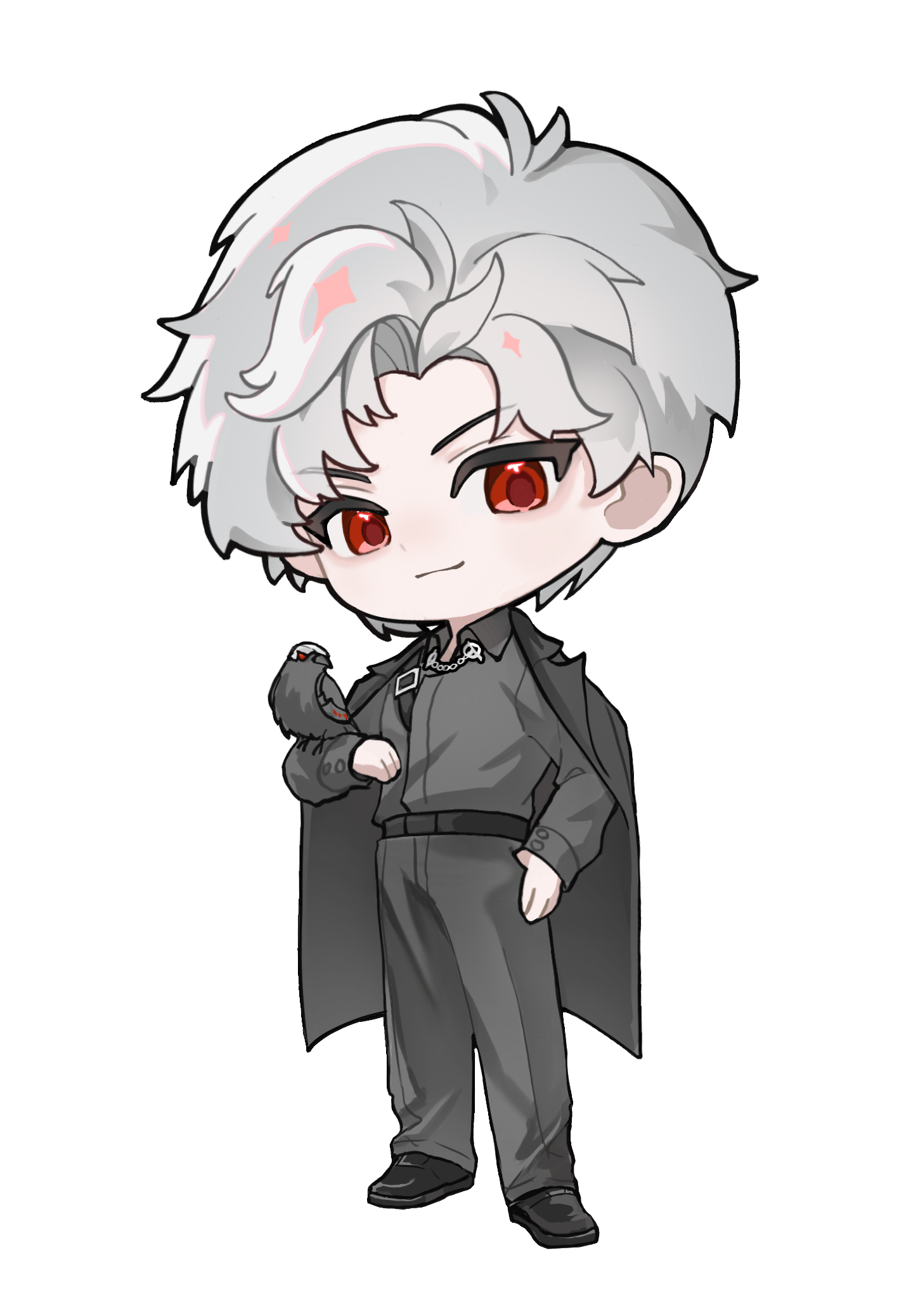 Safebooru - 1boy ahoge belt black belt black coat black footwear black pants black shirt brooch ...