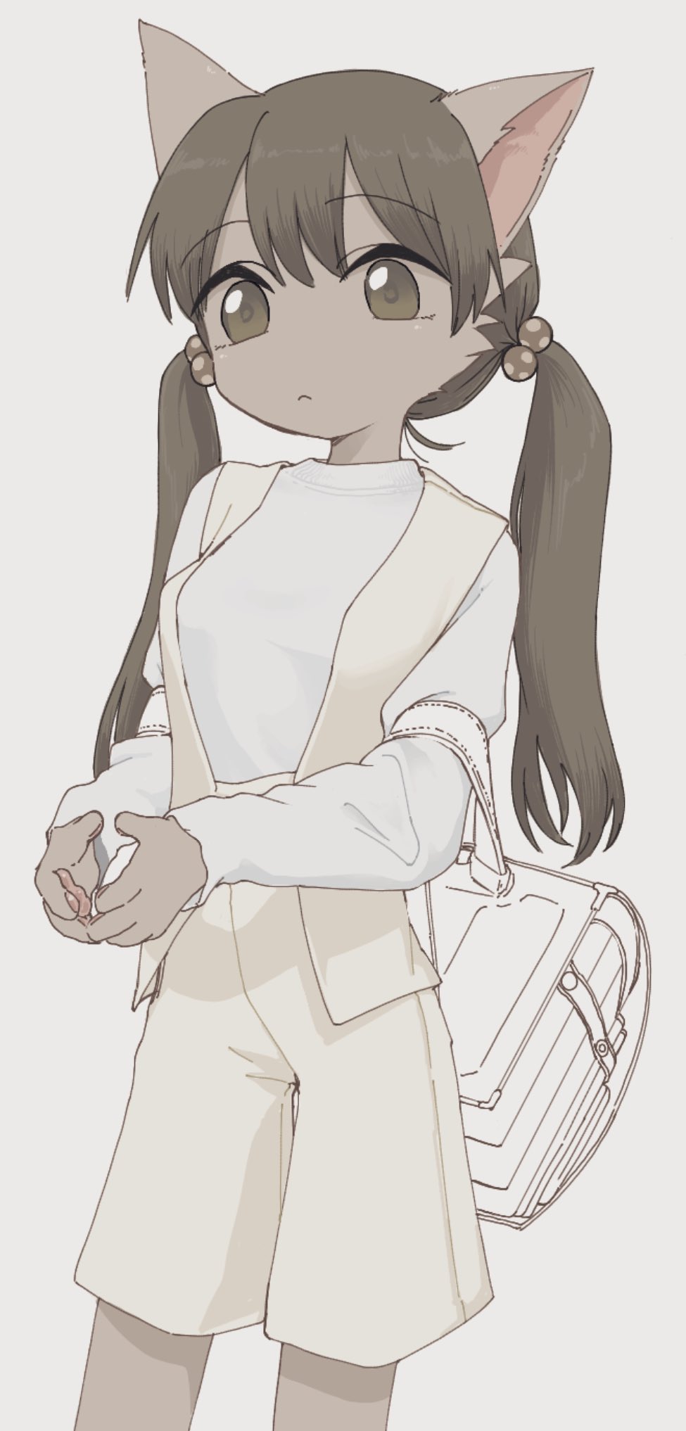 Safebooru - 1girl 3yo4yo5yo akane (3yo4yo5yo) animal ears backpack bag black eyes black hair cat ...