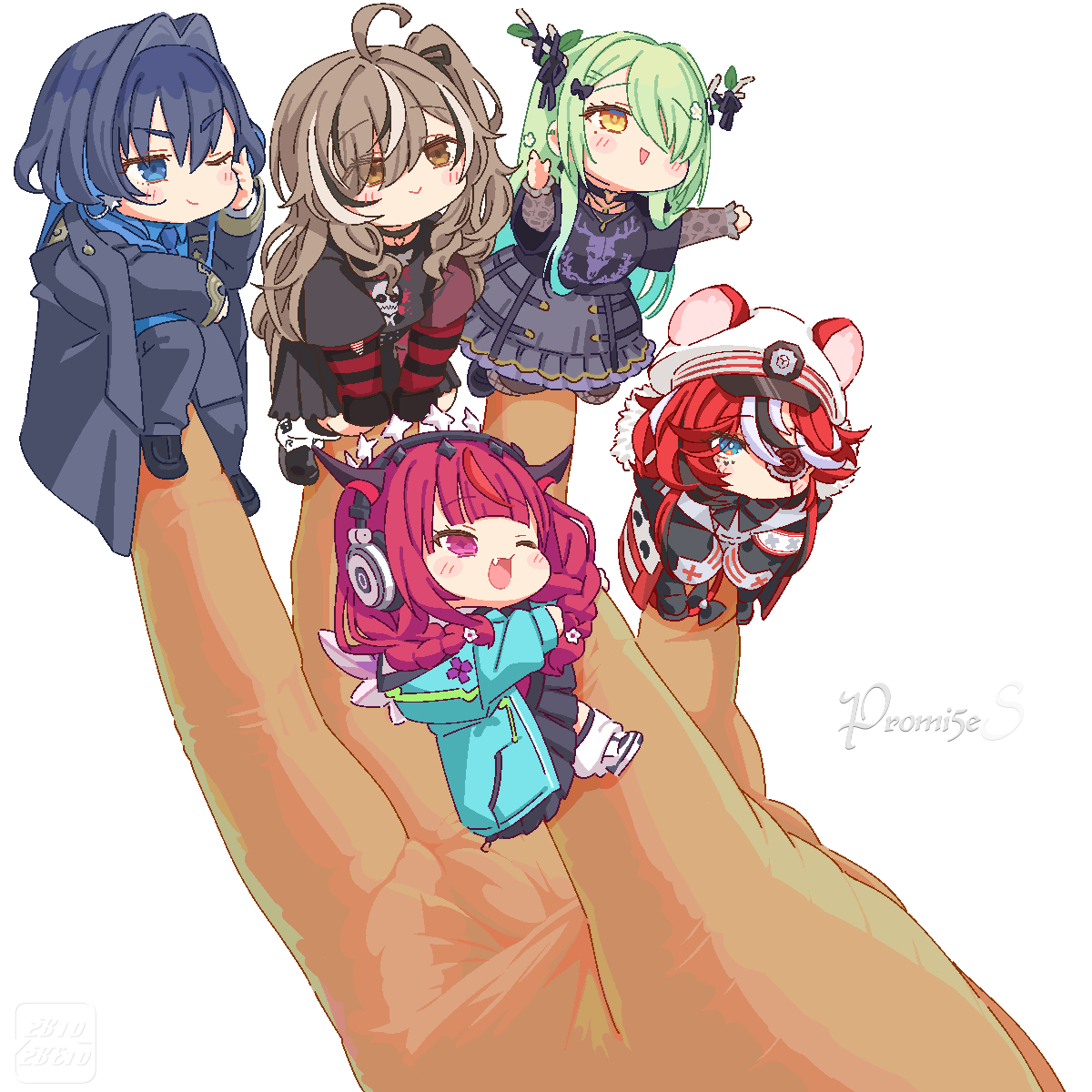 Safebooru - 5girls ahoge black skirt blue eyes blue hair braid brown eyes brown hair ceres fauna ...