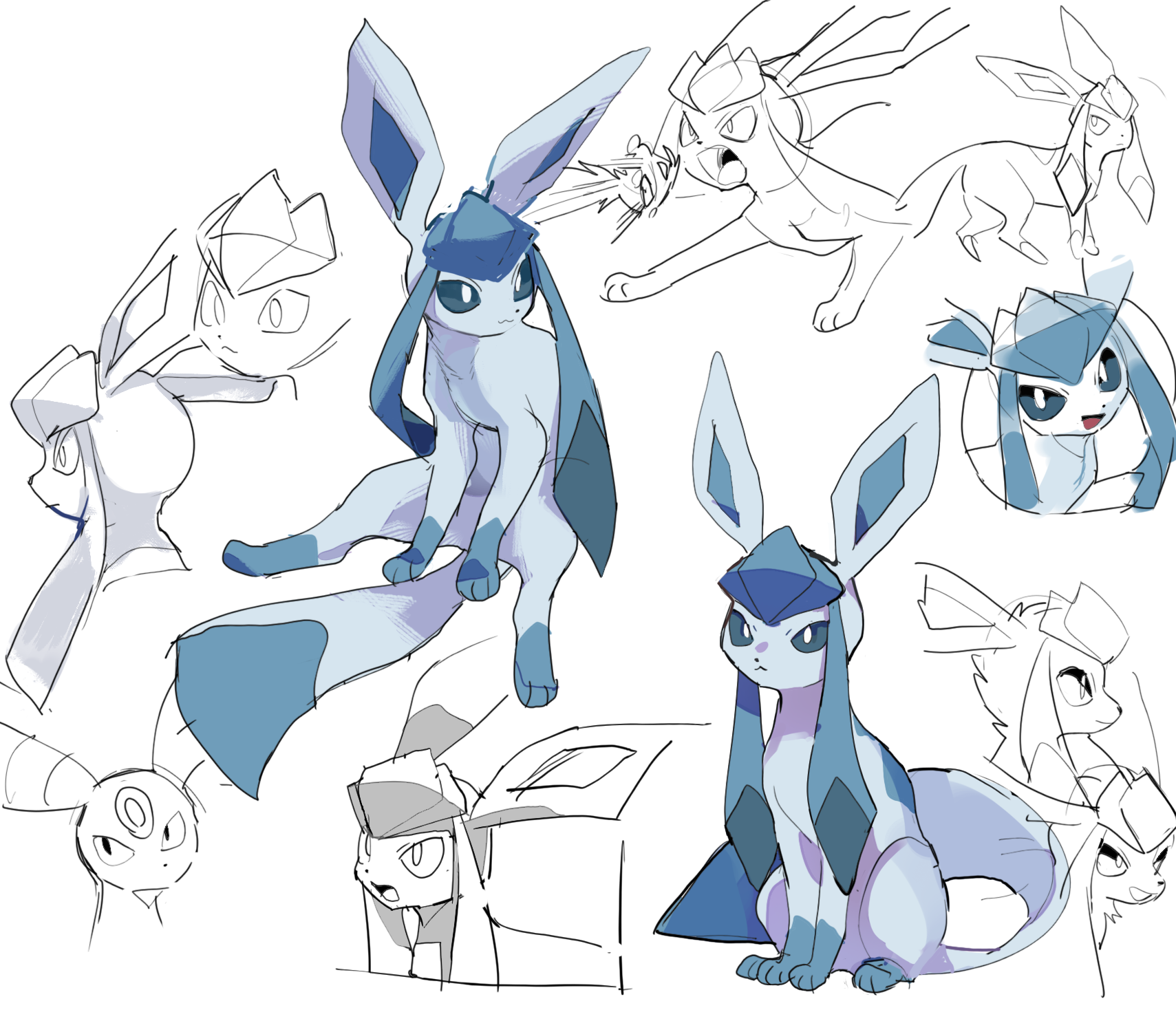 Safebooru - commentary request full body glaceon highres looking at ...
