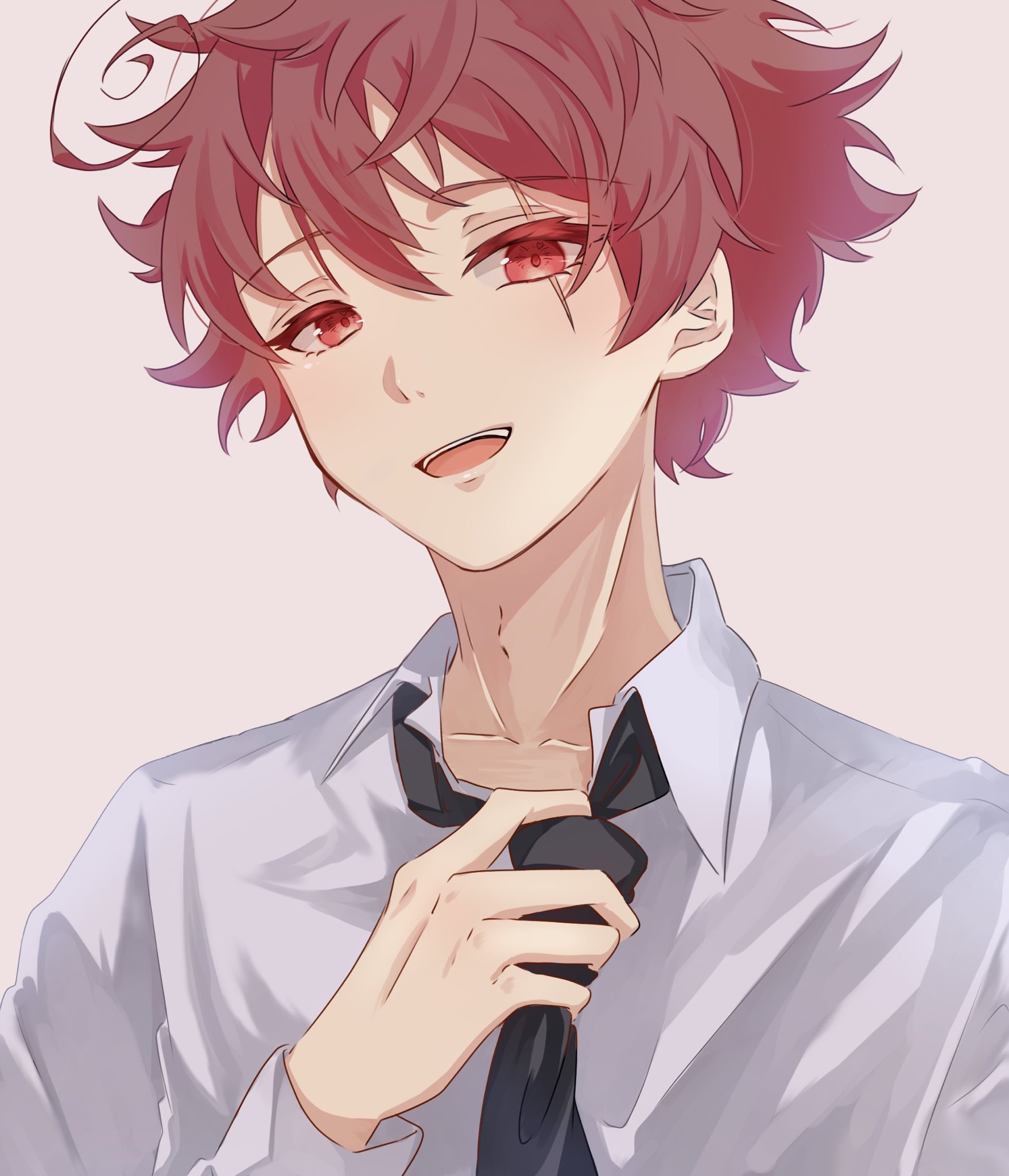 Safebooru - 1boy adjusting clothes adjusting necktie asano taiyo black ...