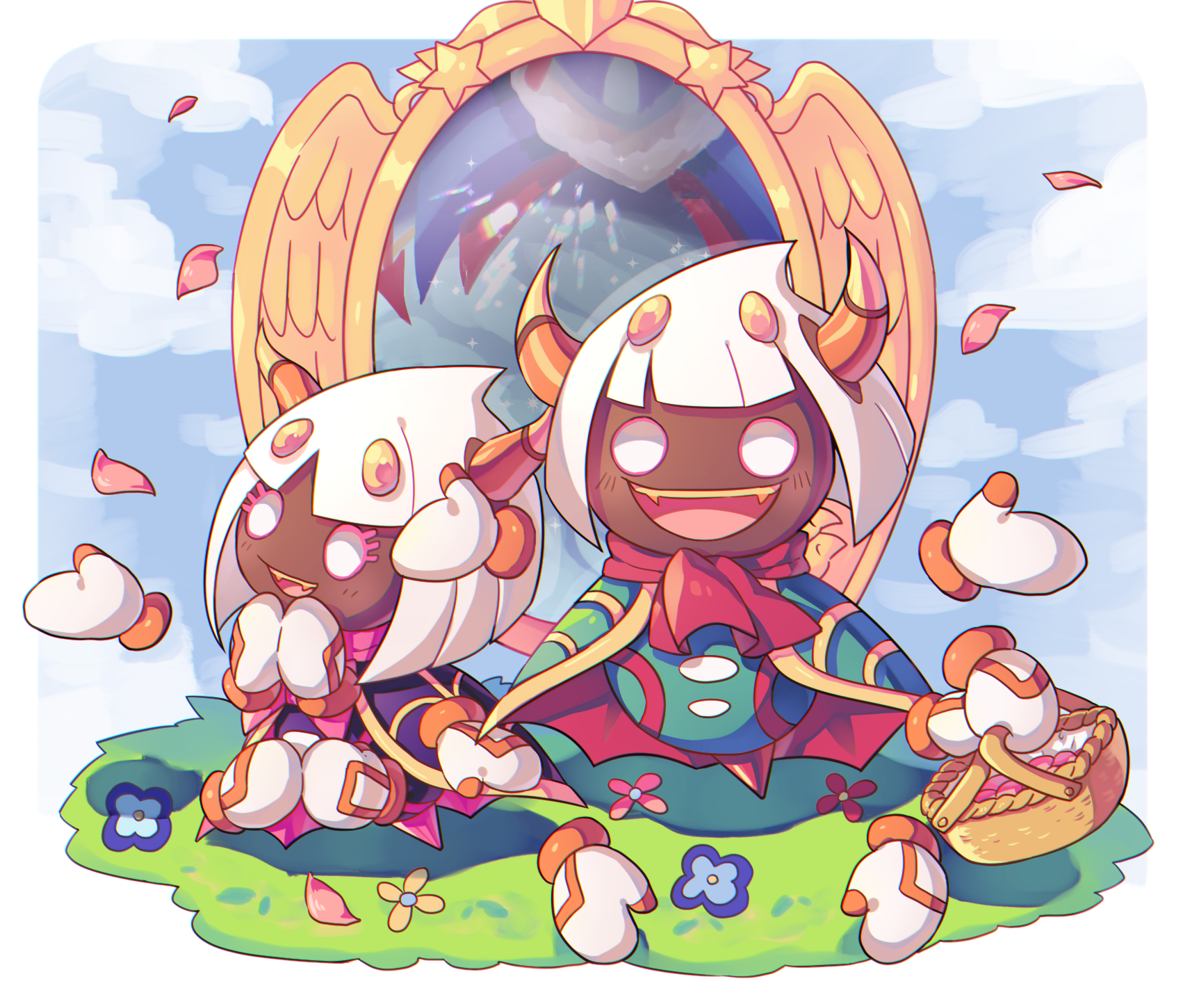 Safebooru - 1boy 1girl ascot basket blunt bangs colored eyelashes ...