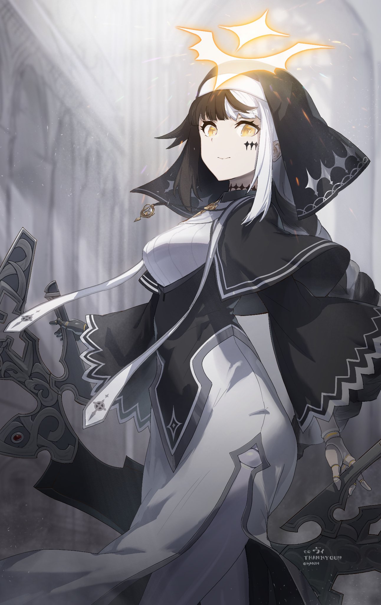 Safebooru - arrow cross asymmetrical gloves black capelet black hair borrowed character braid ...