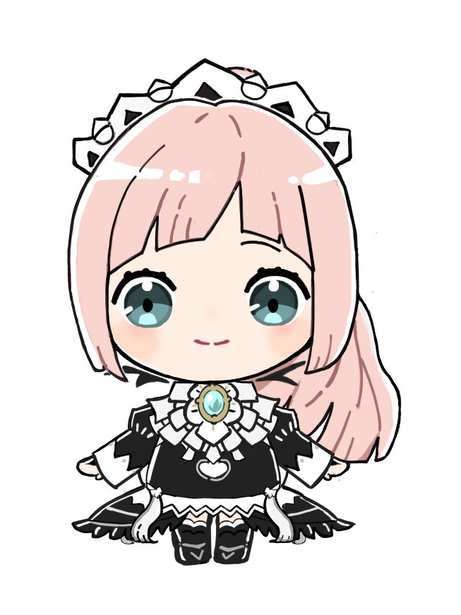 Safebooru - 1girl apron blue eyes bridal gauntlets chibi enndoumame0125 feather trim felicia ...