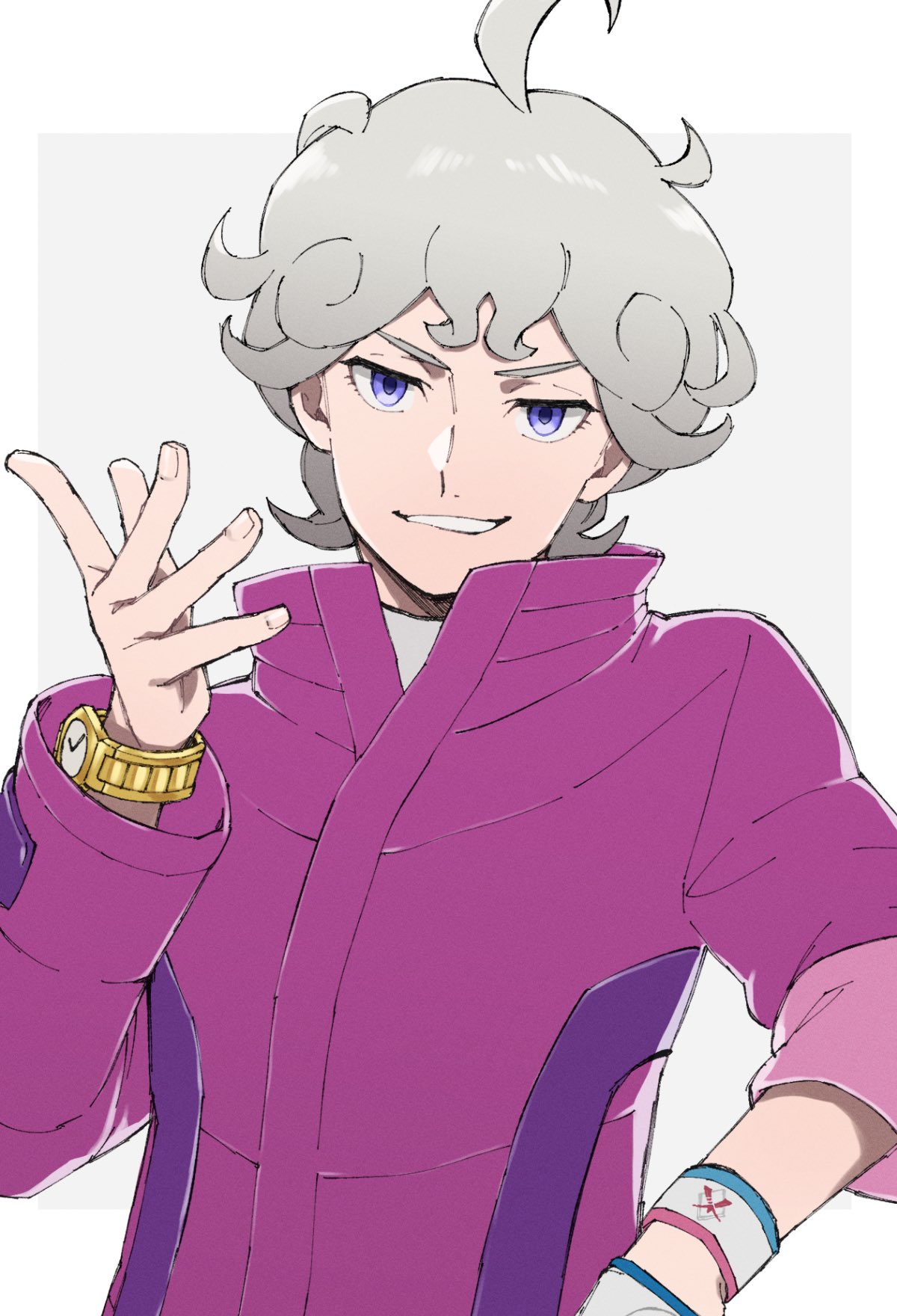 Safebooru - 1boy ahoge bede (pokemon) coat commentary request curly ...