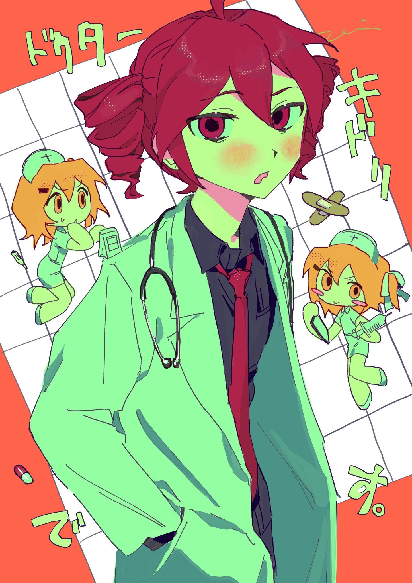 Safebooru - 1girl 2girls a.i. voice adachi rei ahoge alternate costume bag black shirt blush ...