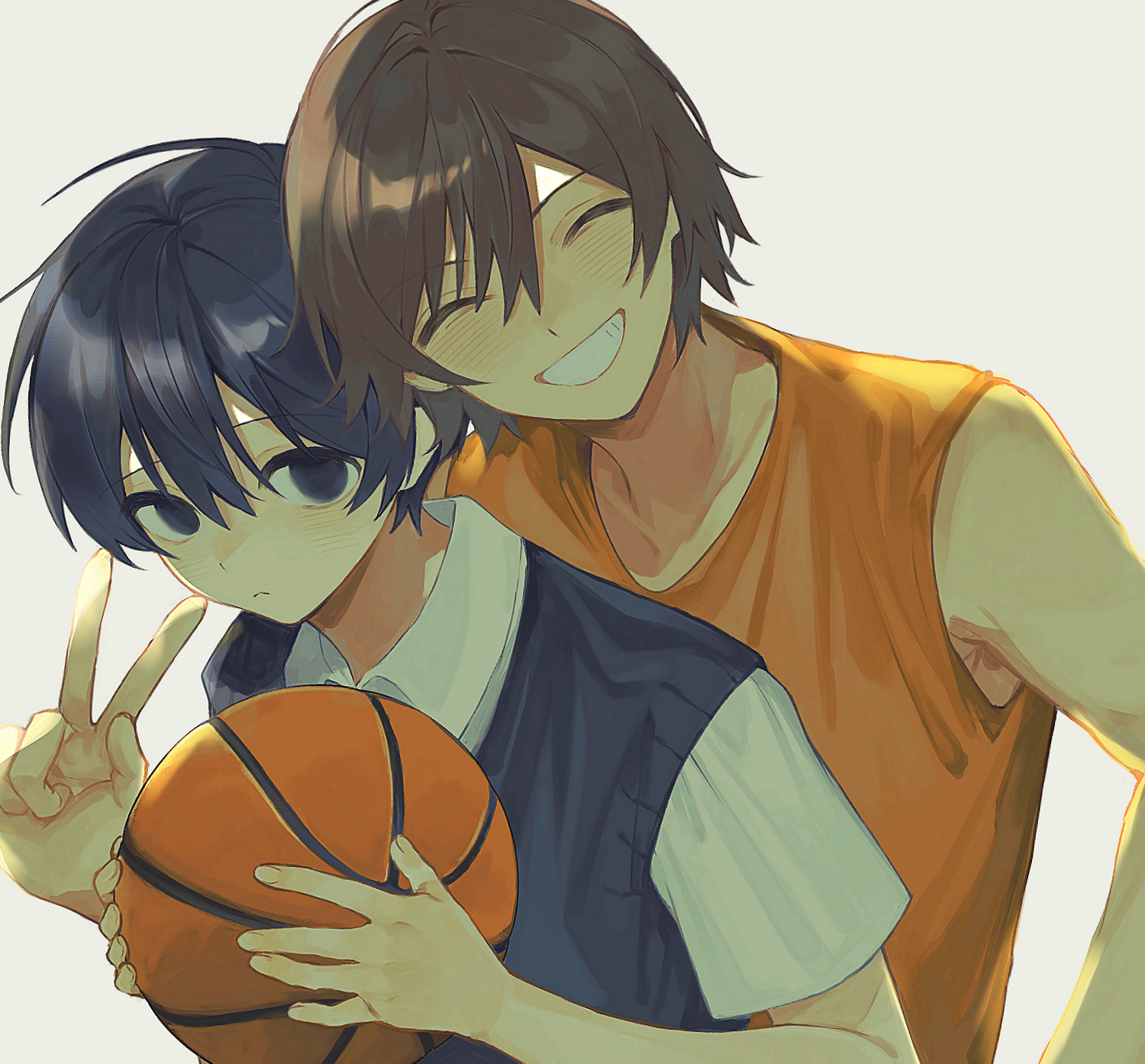 Safebooru - 2boys ball basketball (object) black eyes black hair black ...