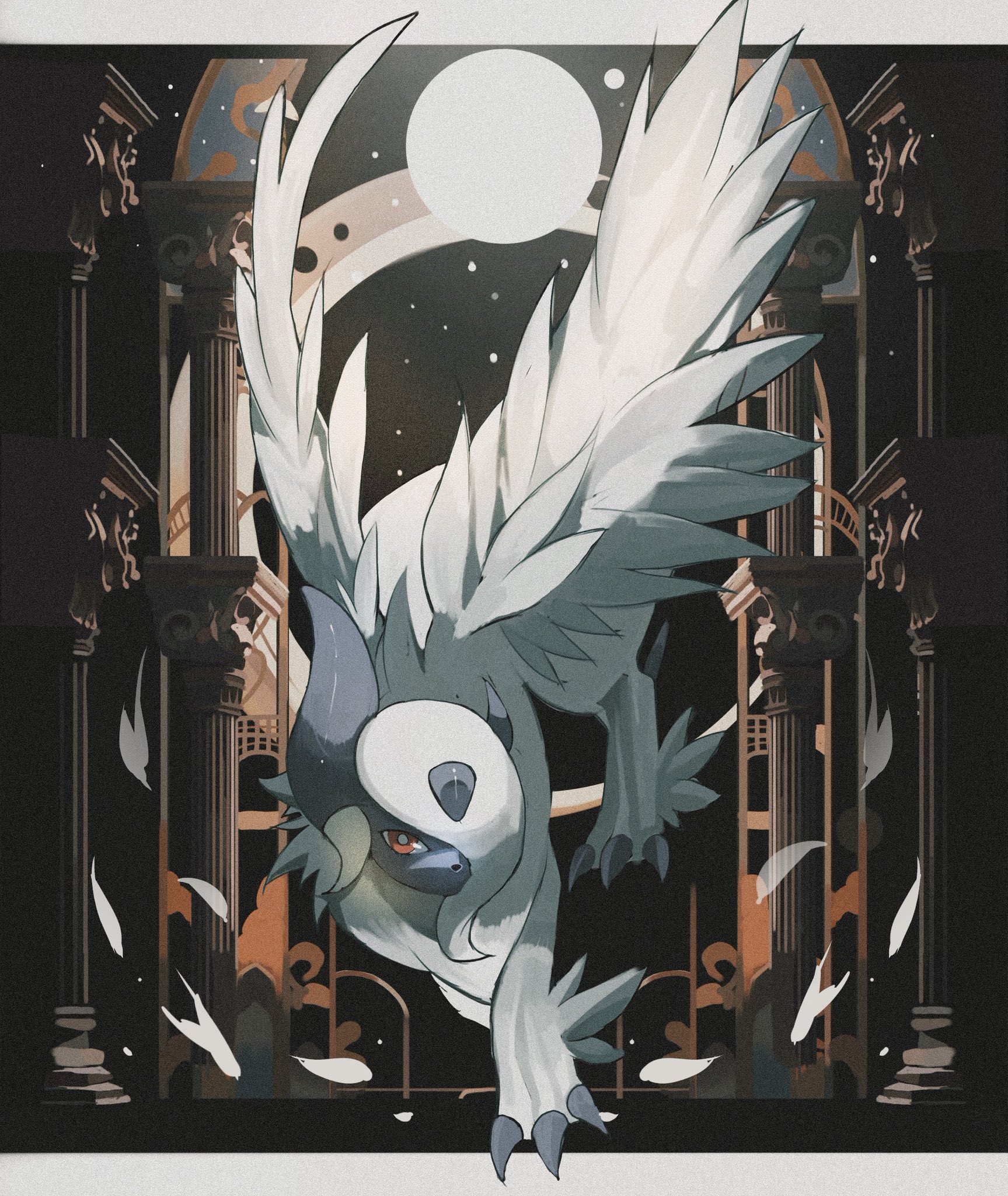 Safebooru - absol blue skin claws colored skin column feathered wings ...