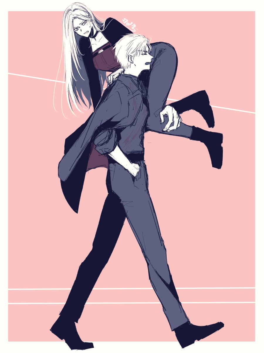 Safebooru - 1boy 1girl carrying carrying over shoulder carrying person ...