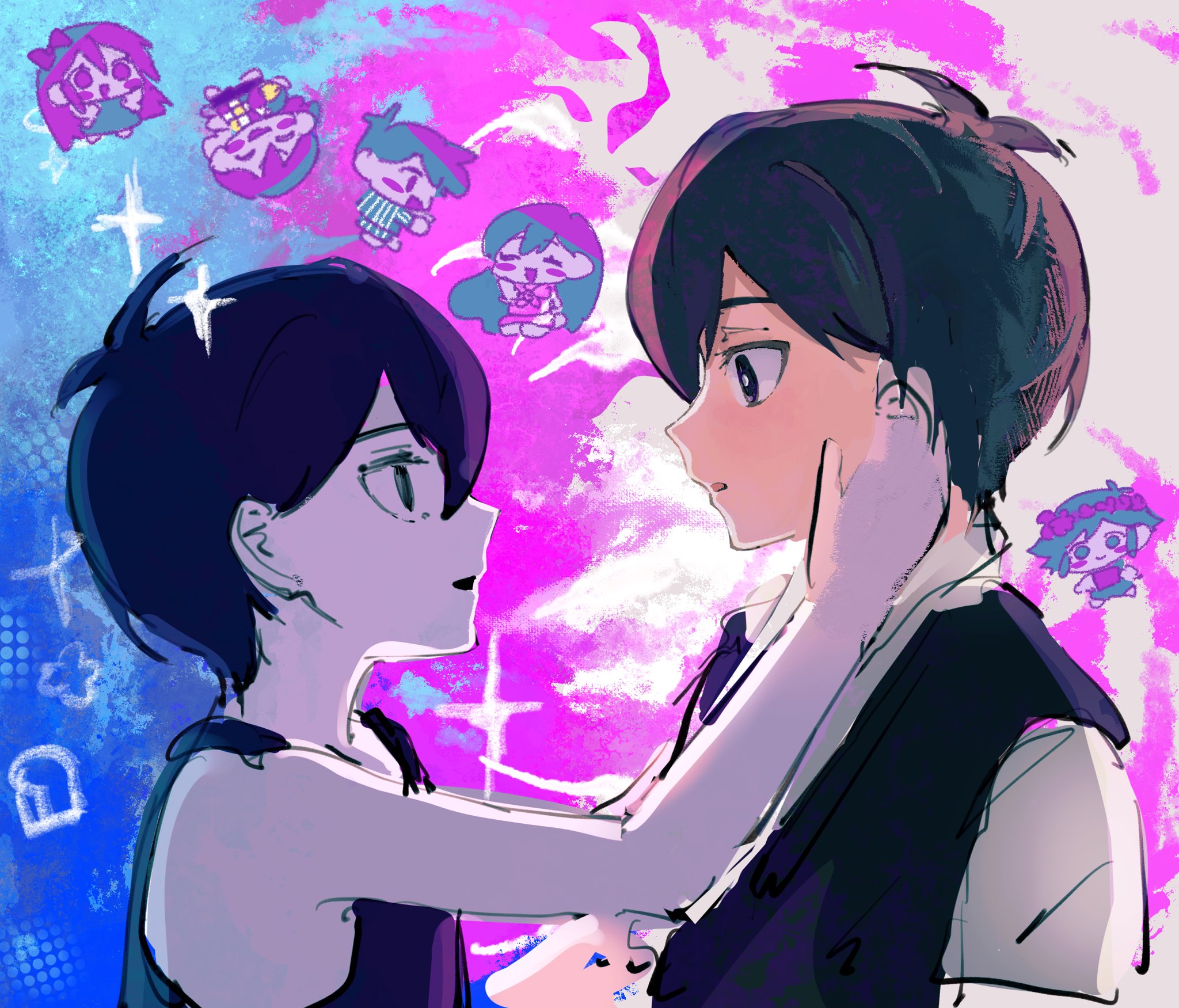 Safebooru - 2girls 5boys aubrey (headspace) (omori) aubrey (omori ...