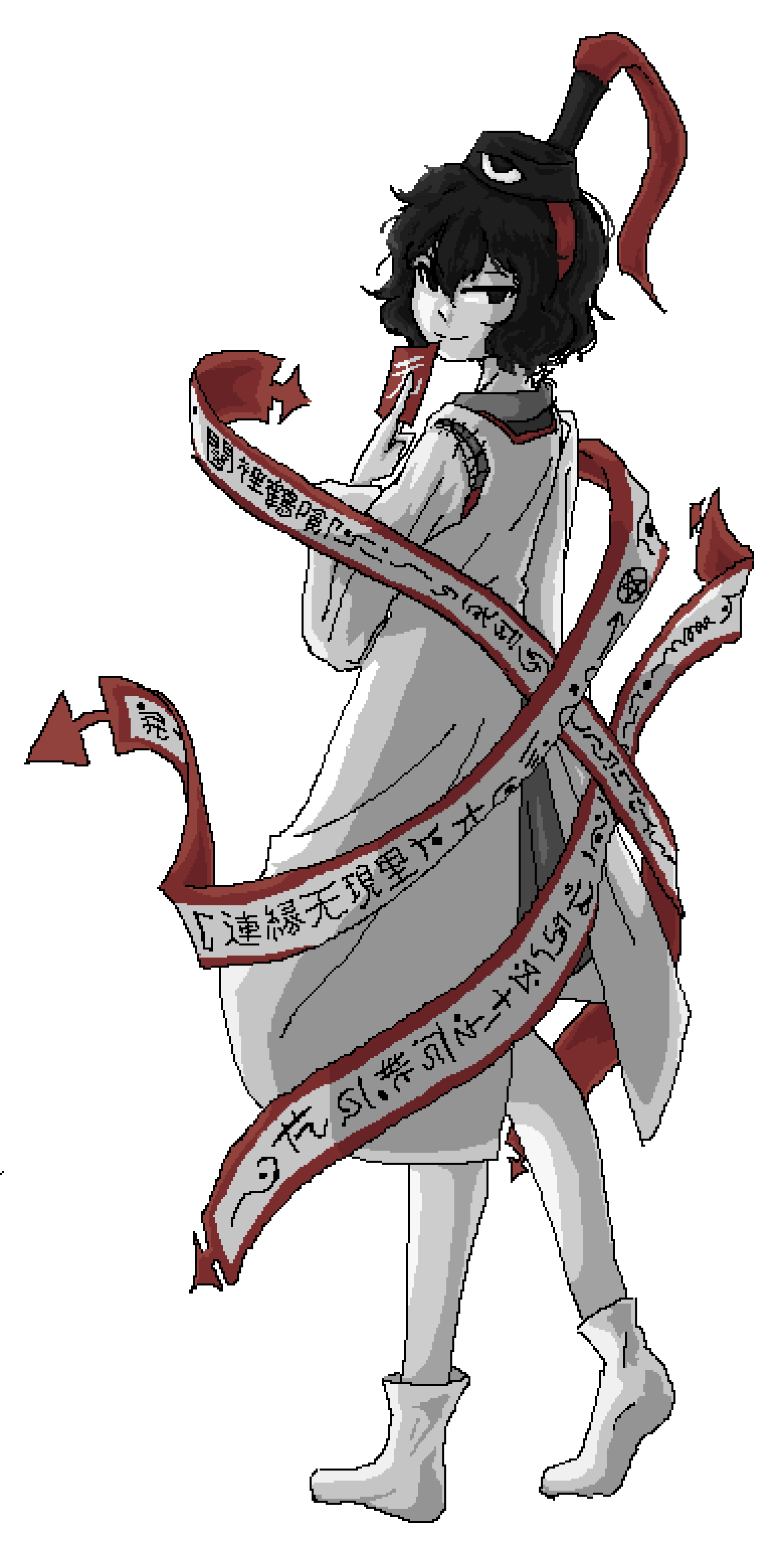 Safebooru - 1other androgynous black hair black hat card closed mouth ...