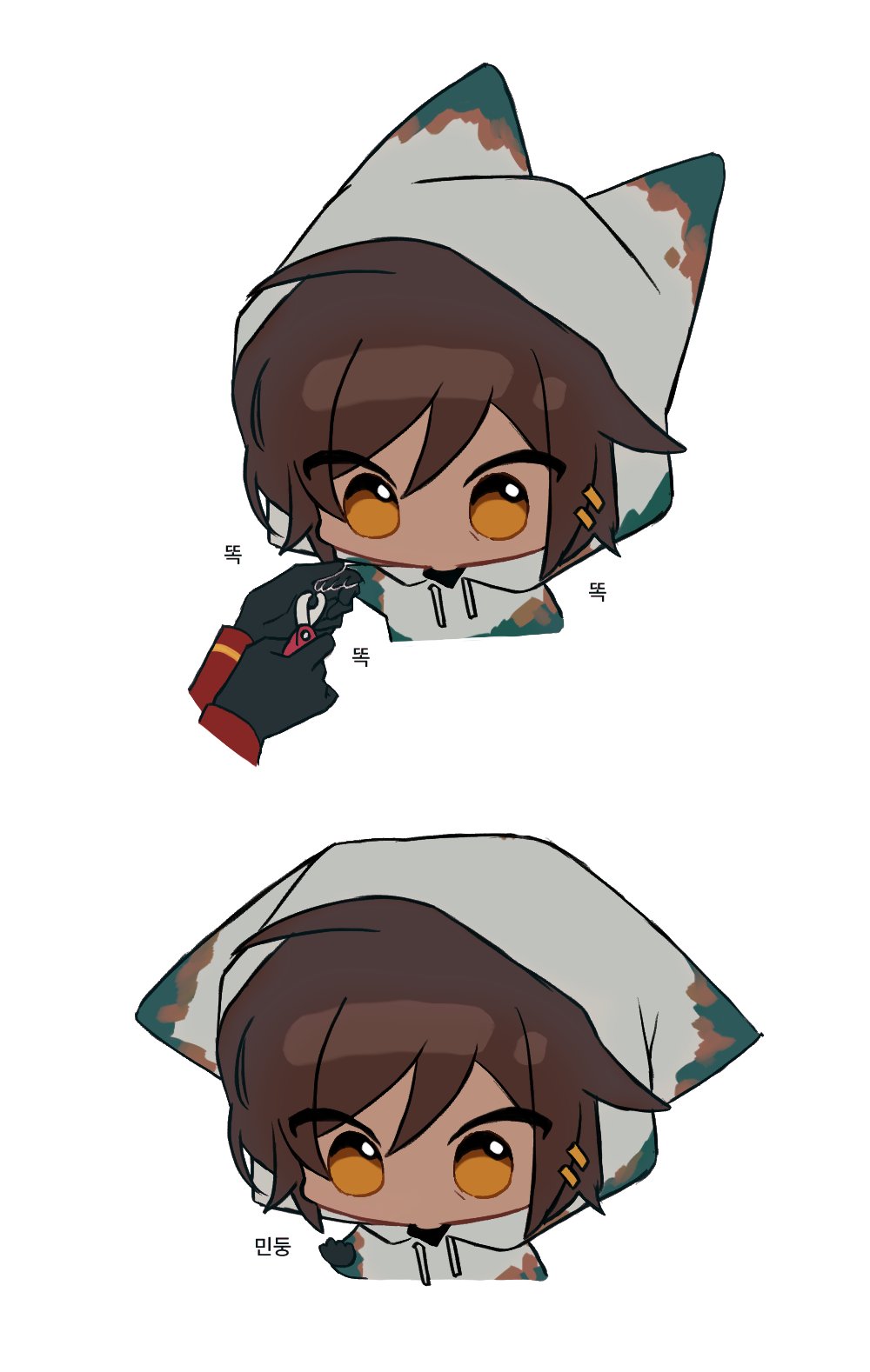 Safebooru - 1girl 1other animal ears black gloves brown eyes brown hair ...