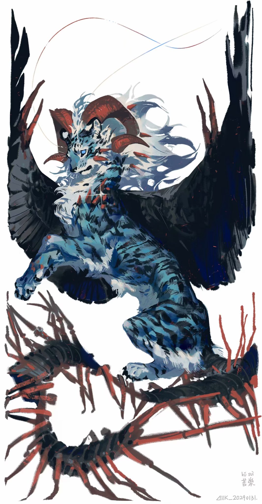 Safebooru - animal focus arthropod tail bird wings blue eyes bug ...