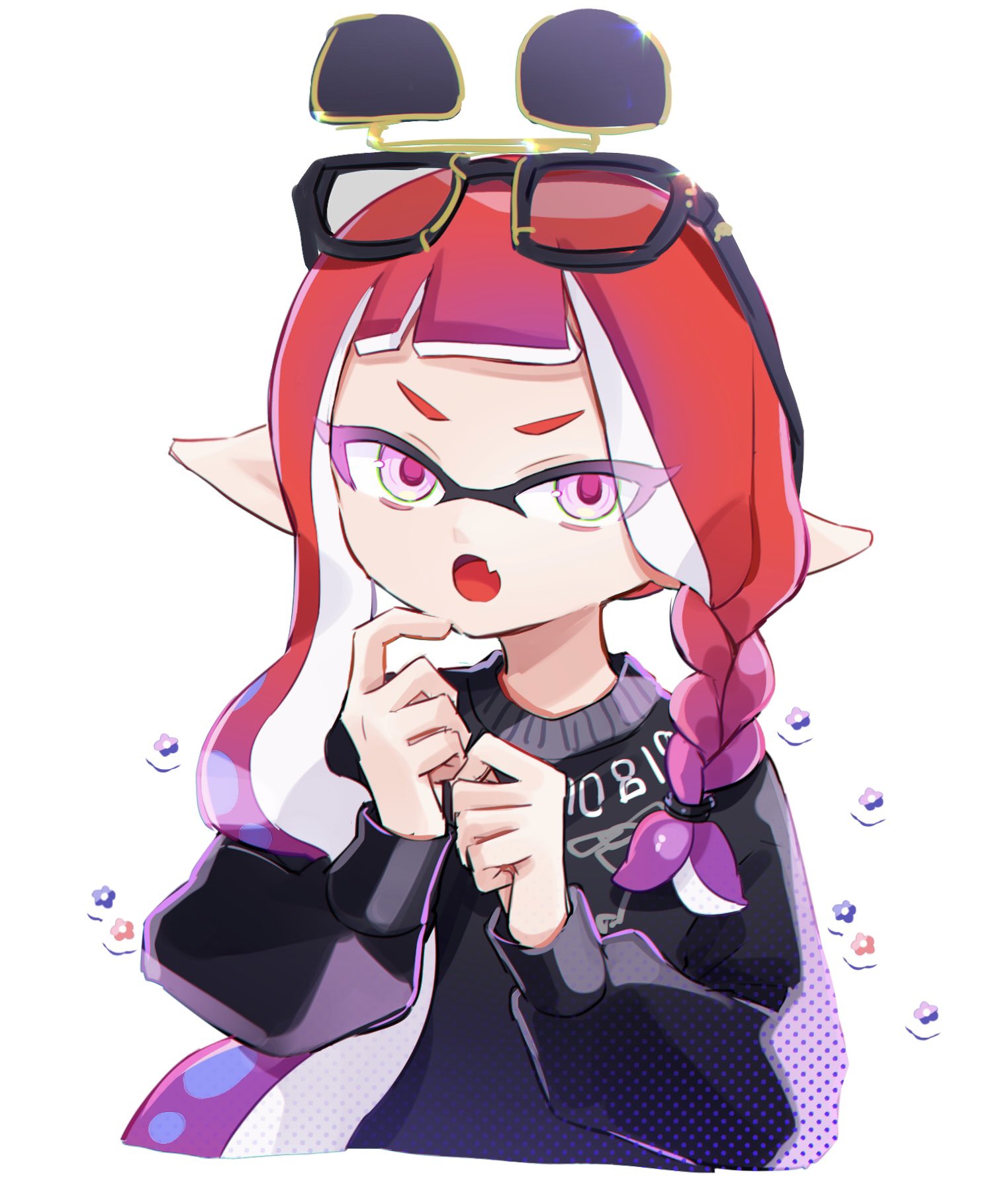 Safebooru - 1girl black-framed eyewear black sweater braid braided ...