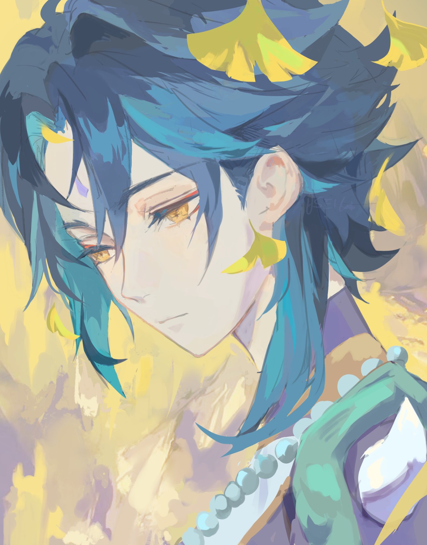 Safebooru - 0sei6 1boy ahoge armor artist name blue hair closed mouth ...