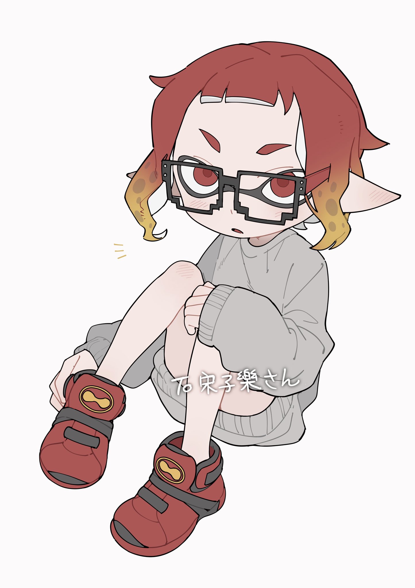 Safebooru - 1girl 8-bit (splatoon) black-framed eyewear blonde hair ...