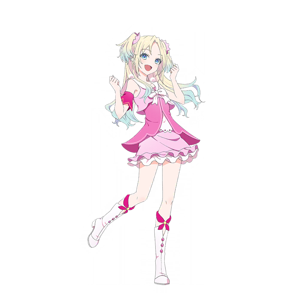 Safebooru - 1girl :d ankle boots blonde hair blue eyes blue hair boots bow breasts clenched ...