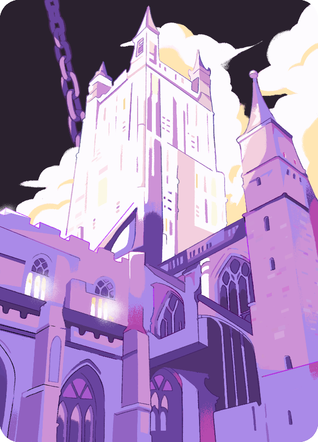 Safebooru - arch architecture black sky building castle chain clouds ...