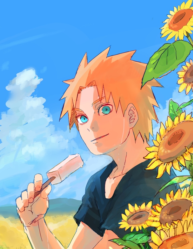Safebooru - 1boy aged down alternate costume black shirt blue eyes ...