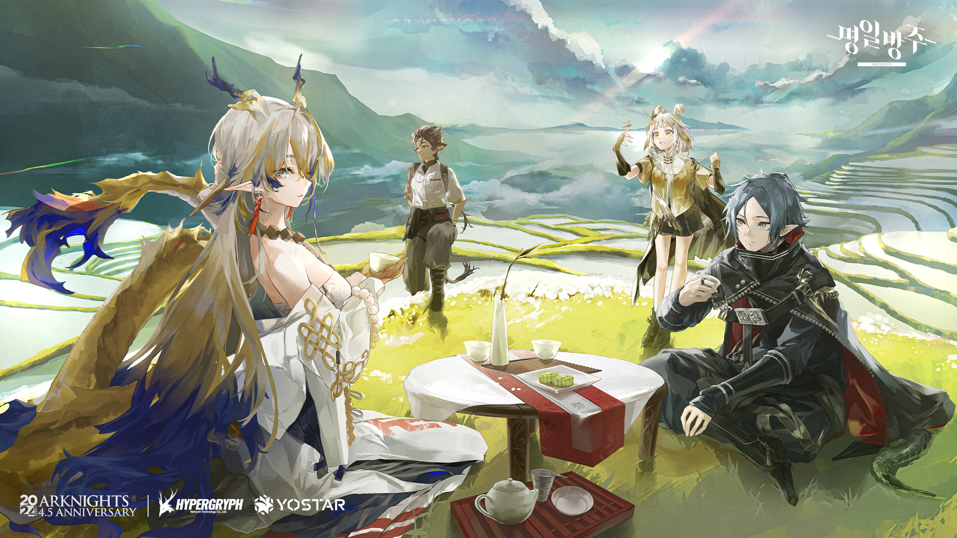 Safebooru - 2boys 2girls arknights bare shoulders black cape black pants black shirt black skirt ...