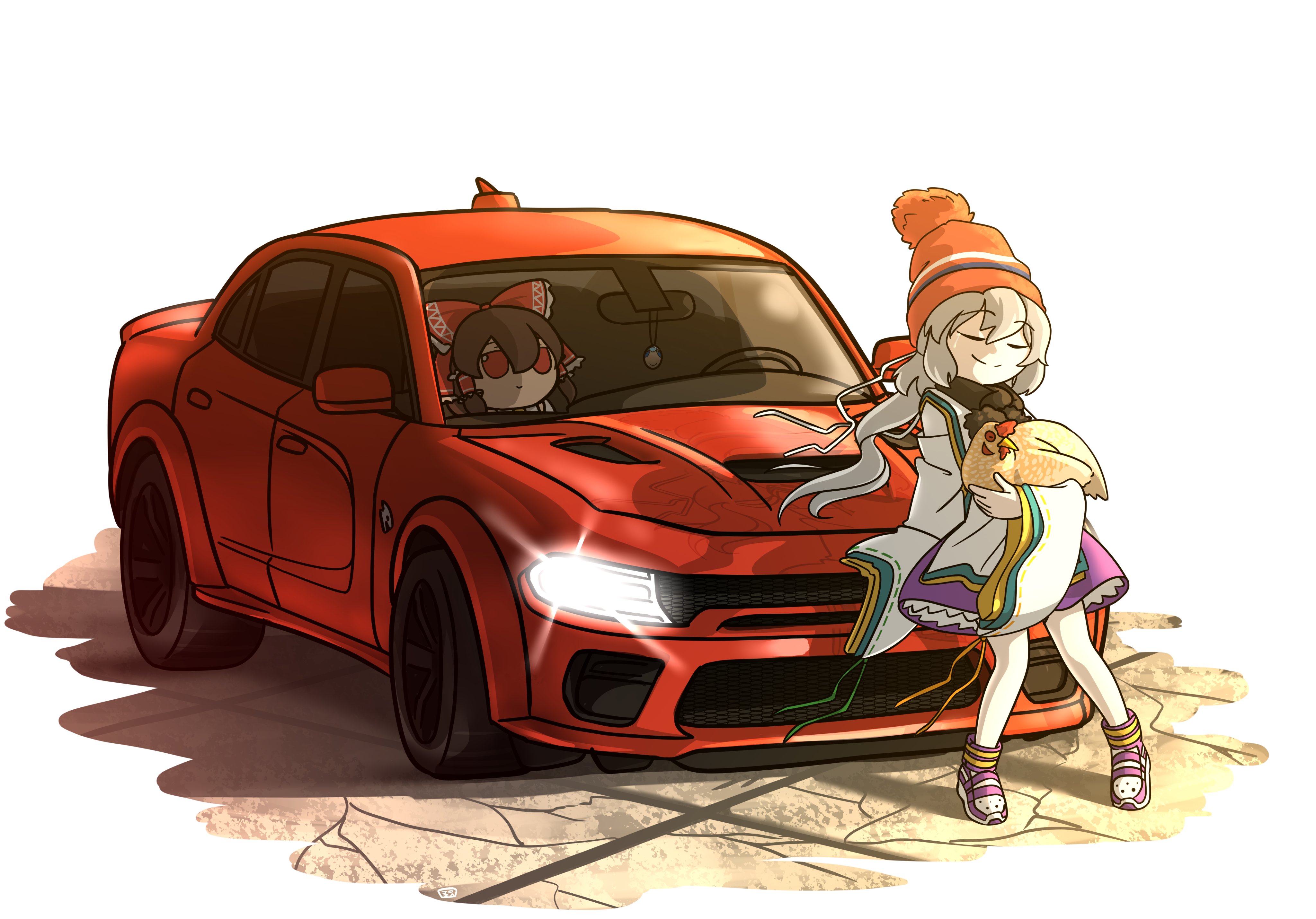 Safebooru - absurdres alternate headwear animal bird black scarf bow ...