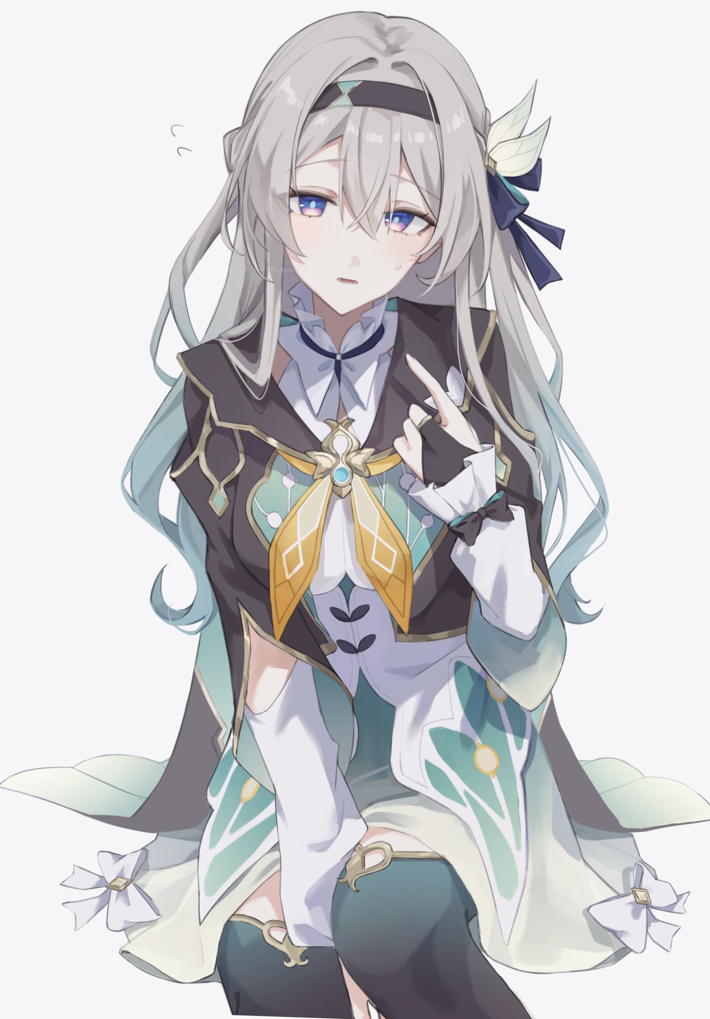 Safebooru - 1girl absurdres black hairband blue eyes bridal gauntlets ...