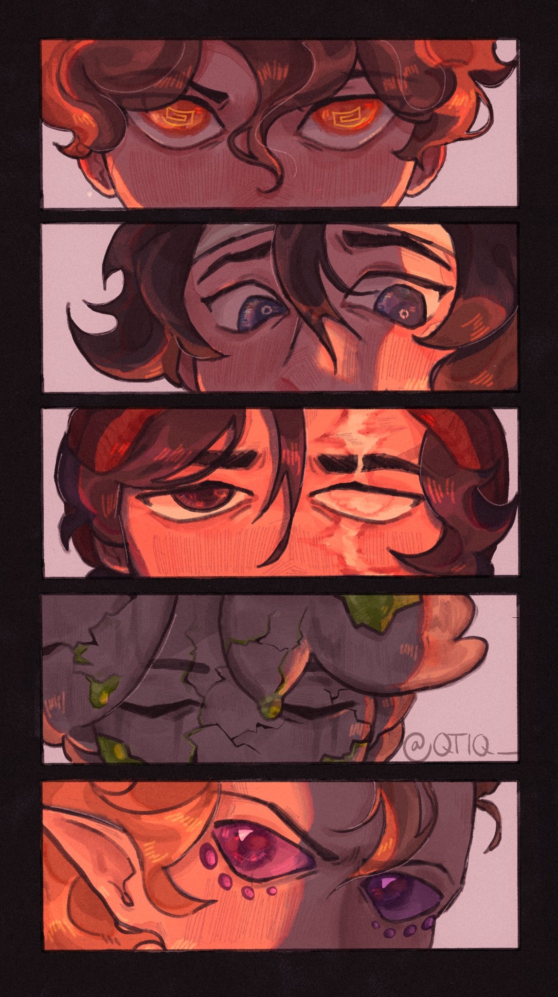 Safebooru - 5boys @ @ black background black border blonde hair border ...