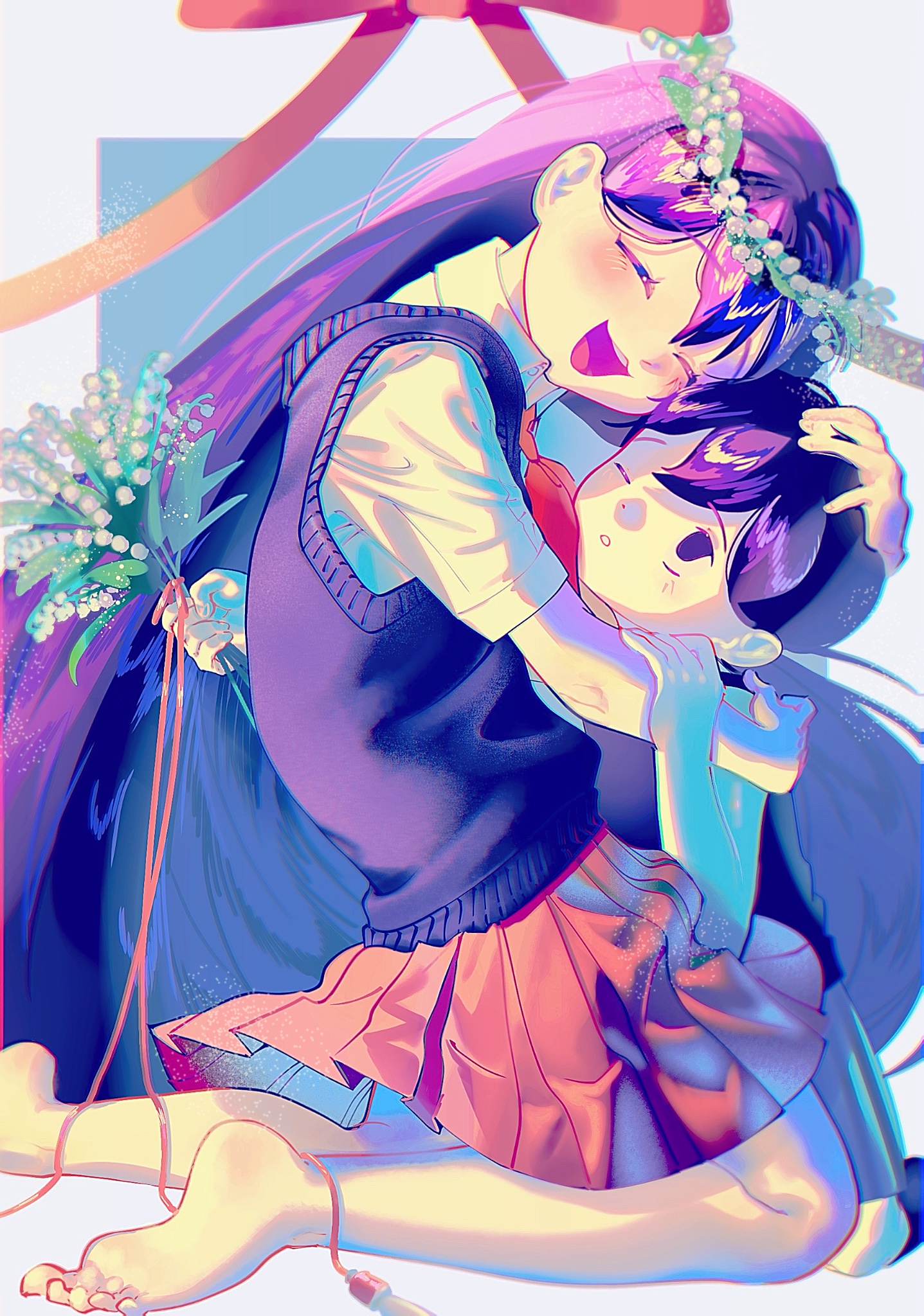 Safebooru - 1boy 1girl barefoot black eyes black hair brother and ...