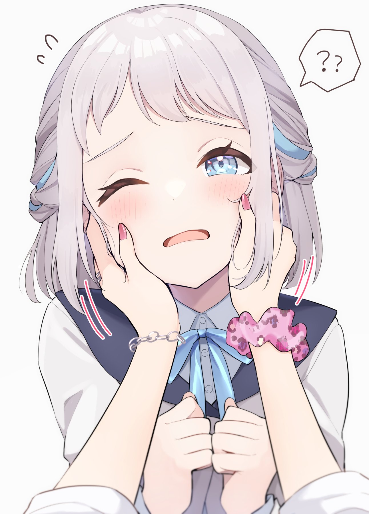 Safebooru - 2girls ;o ? blush chain chain bracelet female pov flying sweatdrops gakuen ...