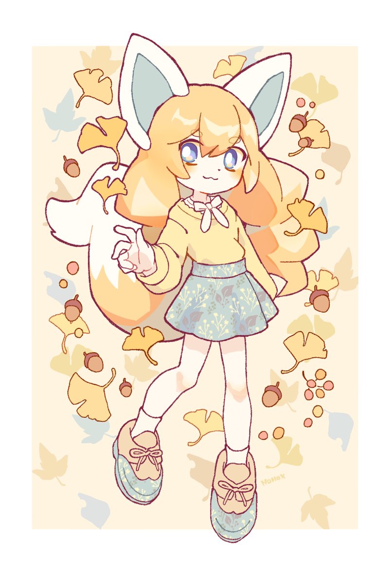 Safebooru - 1girl :3 acorn animal ears arm at side artist name blonde hair blue eyes blue ...