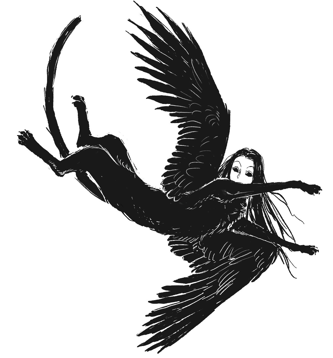 Safebooru - 1boy black eyes black hair black wings claws egretfoooox ...