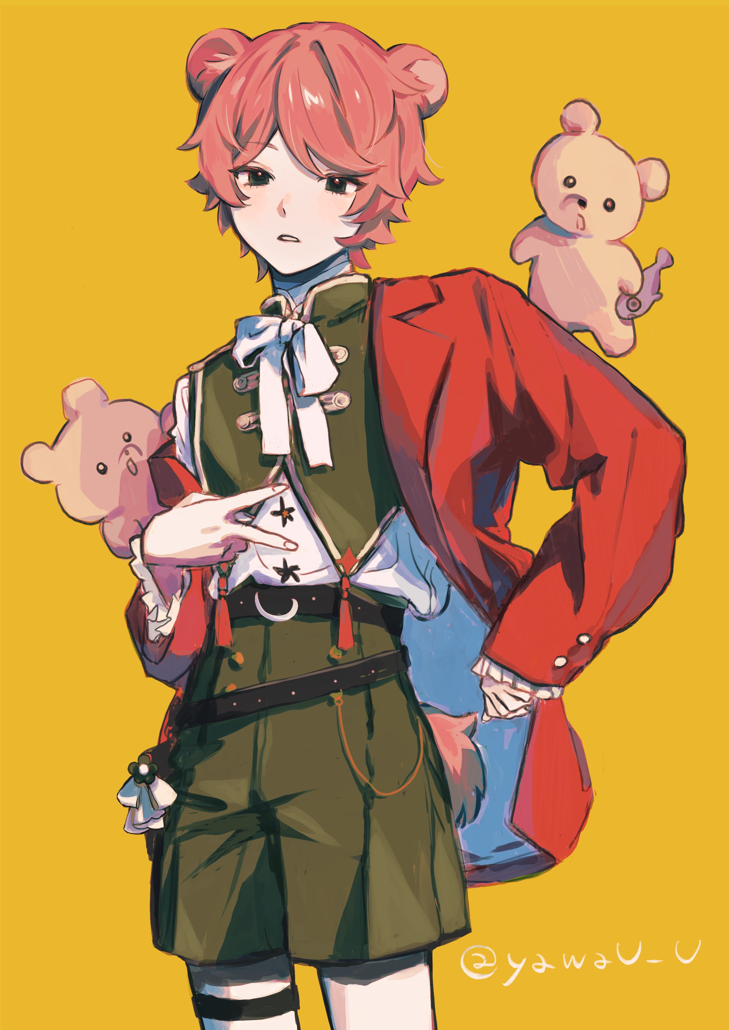 Safebooru - 1boy absurdres animal ears bear ears belt belt chain bib collar bishounen black belt ...