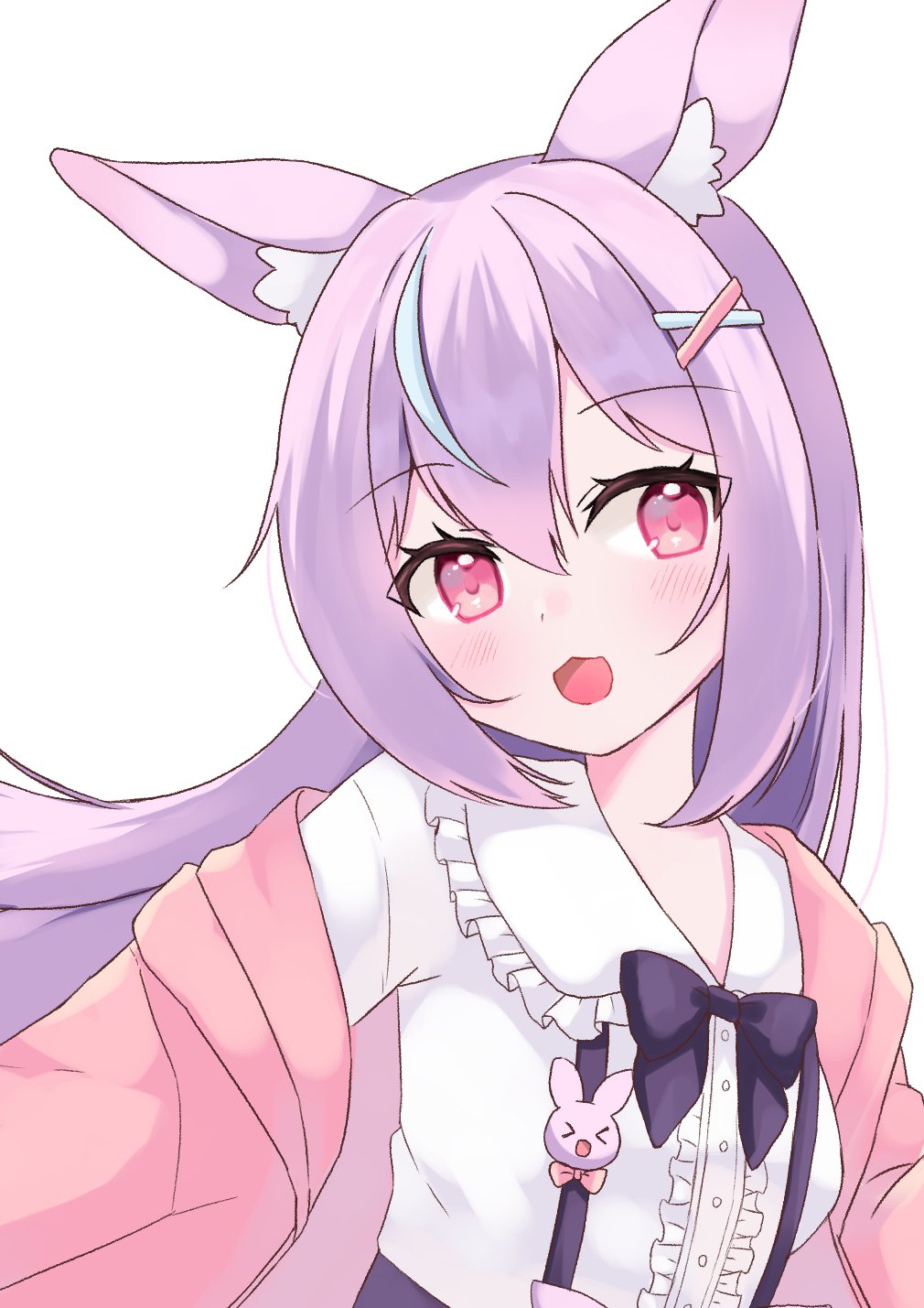 Safebooru - 1girl animal ear fluff aqua hair black bow black bowtie bow ...