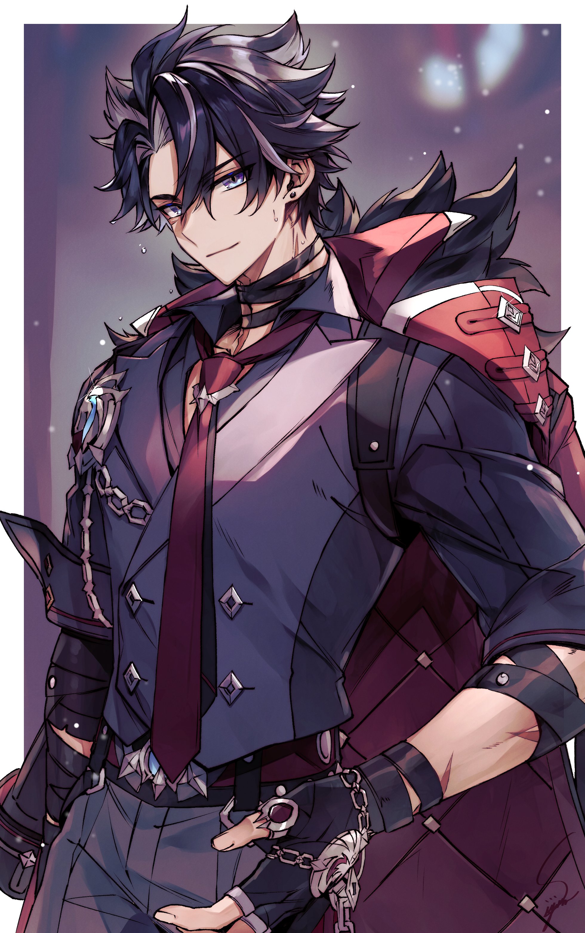 Safebooru - 1boy absurdres bandaged arm bandaged neck bandages black coat black gloves black ...