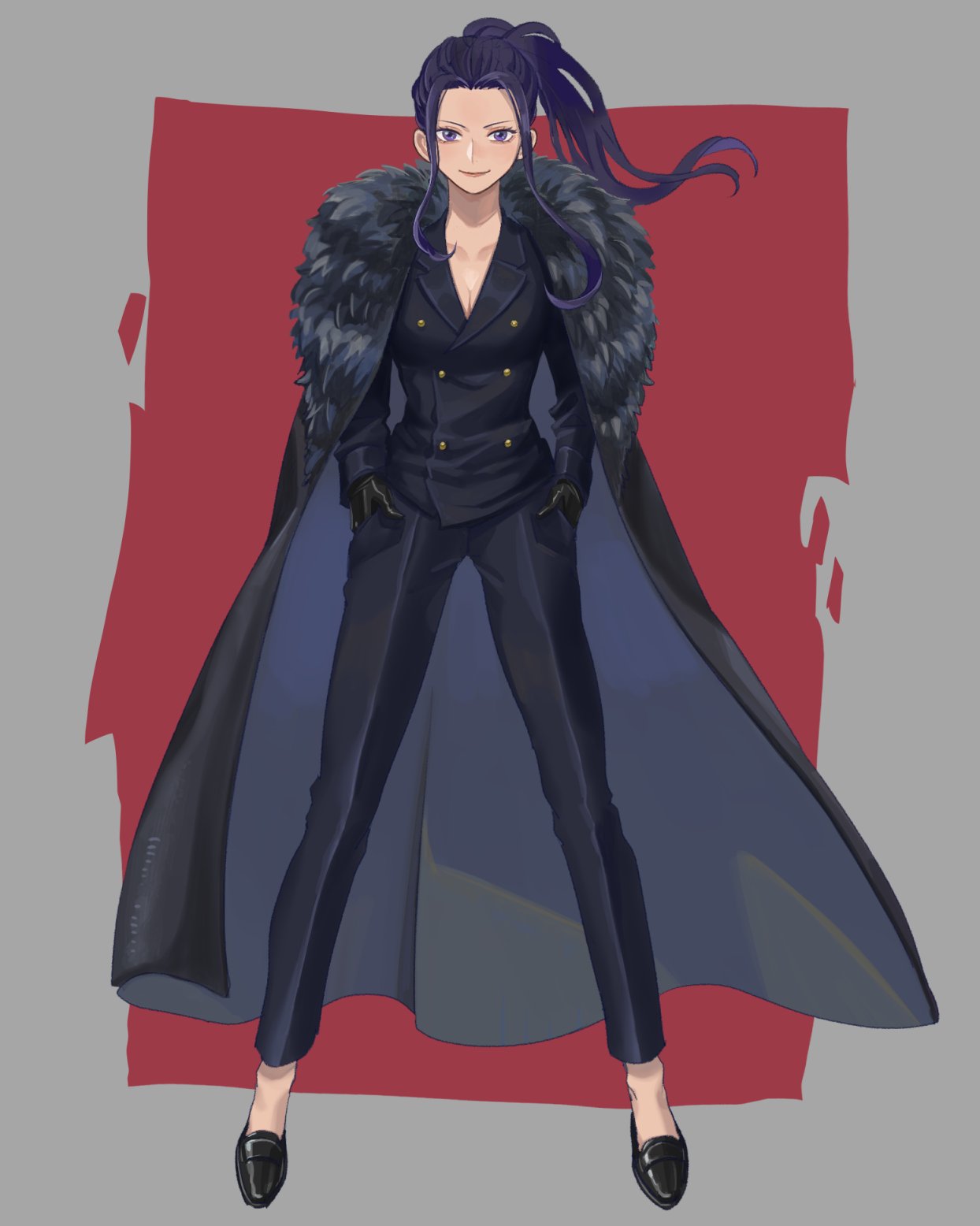 Safebooru - 1girl black cape black footwear black gloves black jacket black pants black suit ...