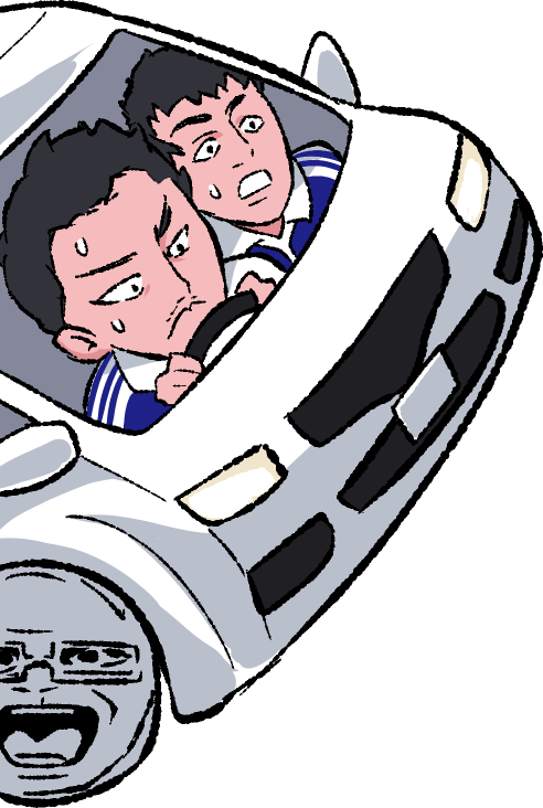 Safebooru - 2boys black eyes black hair blue shirt car cho cola star ...