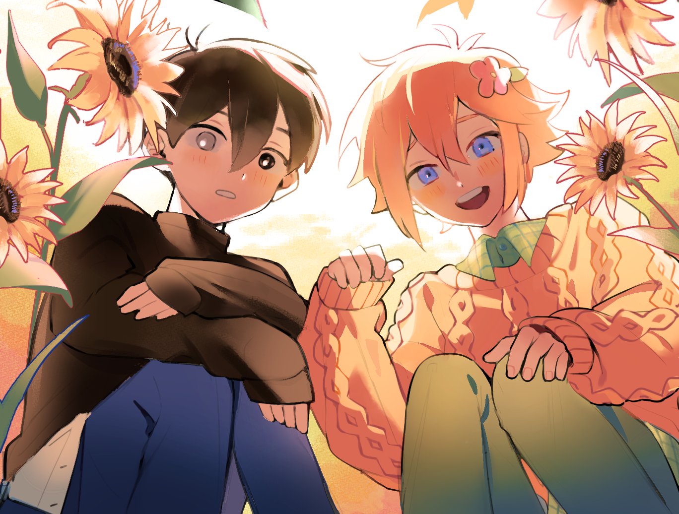 Safebooru - 2boys basil (faraway) (omori) basil (omori) black eyes black hair black sweater ...