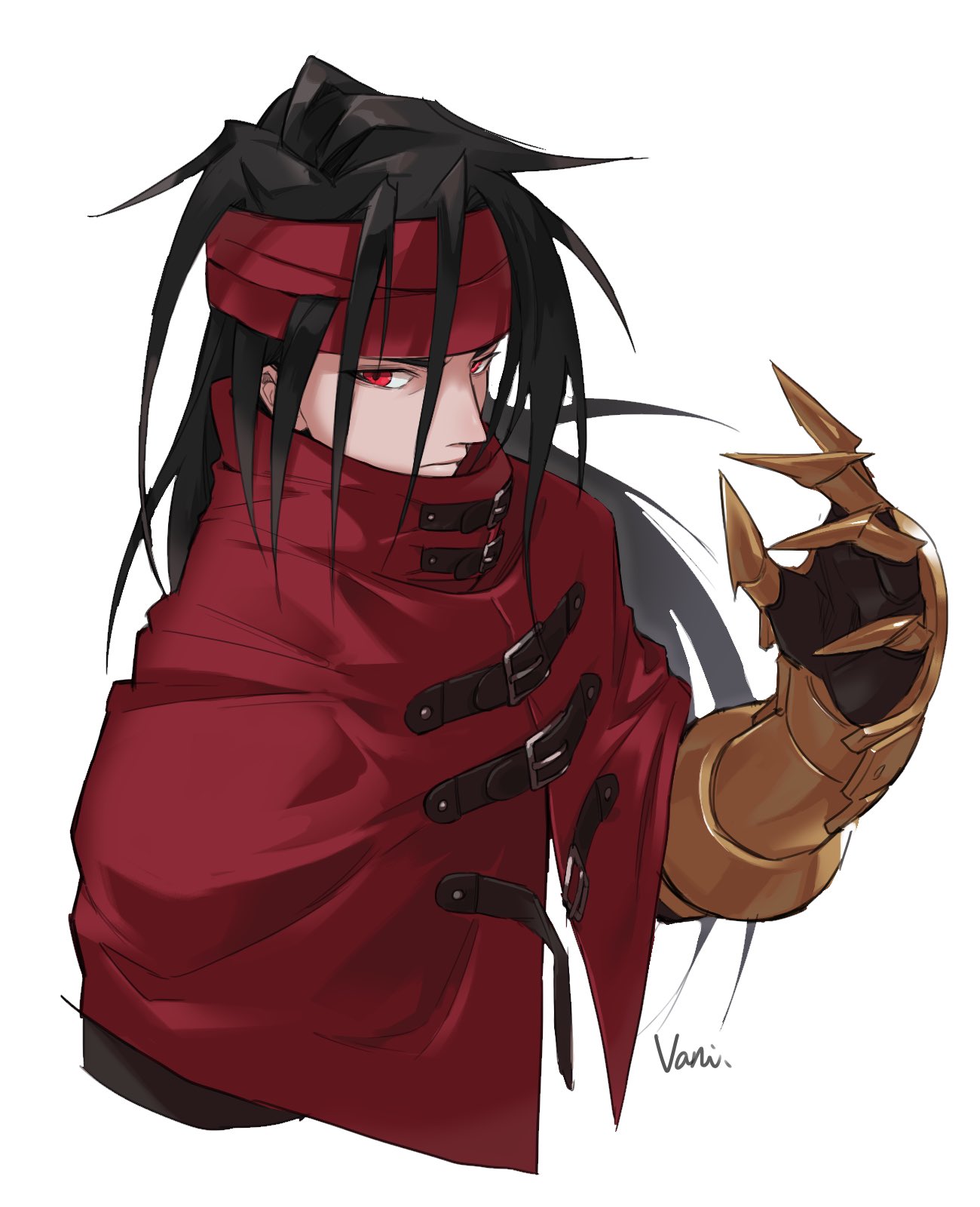 Safebooru - 1boy black hair cape clawed gauntlets cloak commentary ...