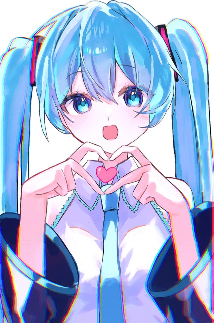 Safebooru - 1girl :d aqua eyes aqua hair aqua necktie aqua trim bare shoulders chromatic ...