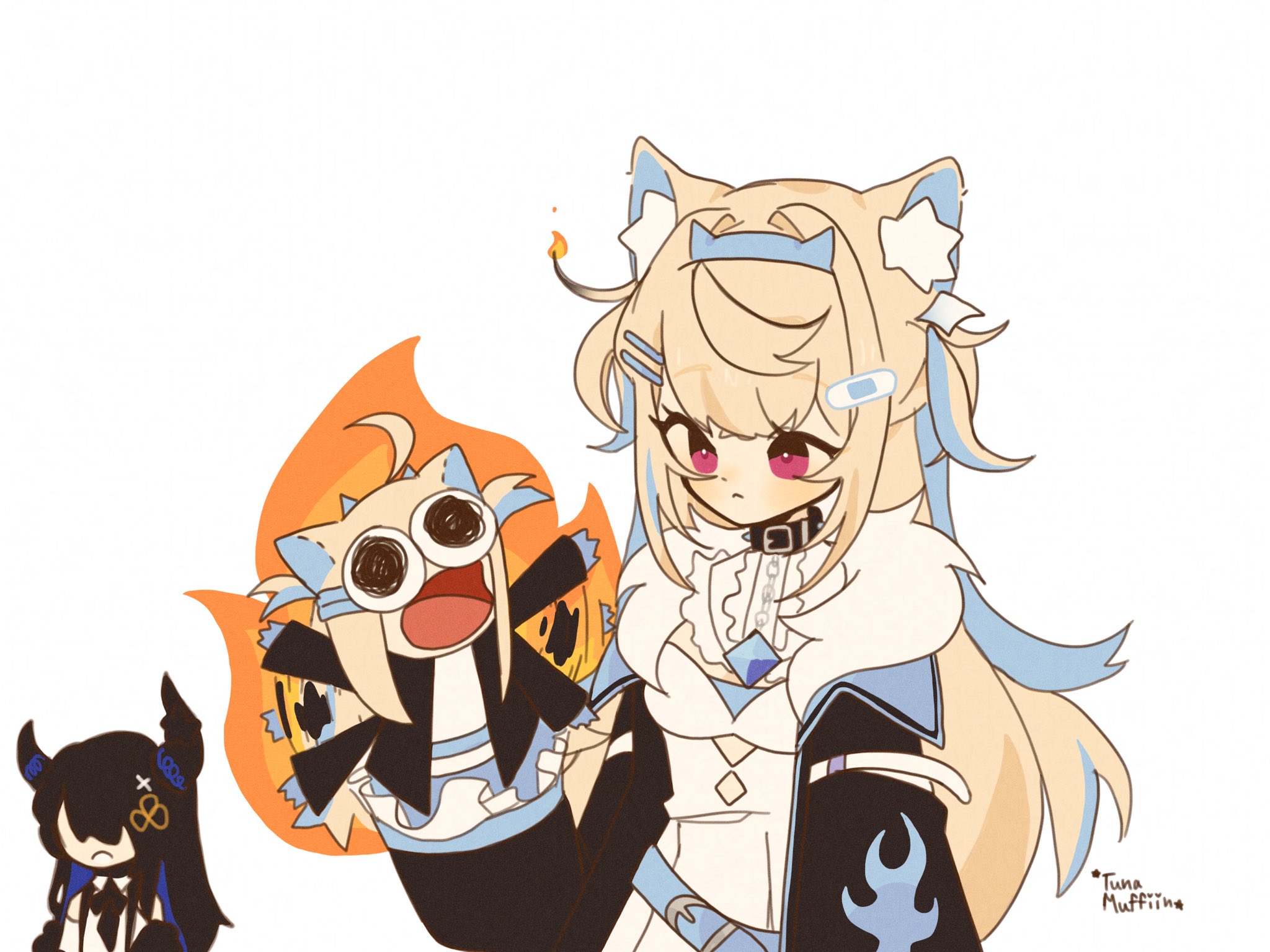 Safebooru - 2girls afterimage animal collar animal ear fluff animal ears artist name ...