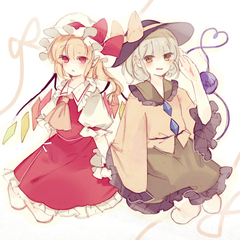 Safebooru - 2girls ascot crystal wings dress flandre scarlet frills ...