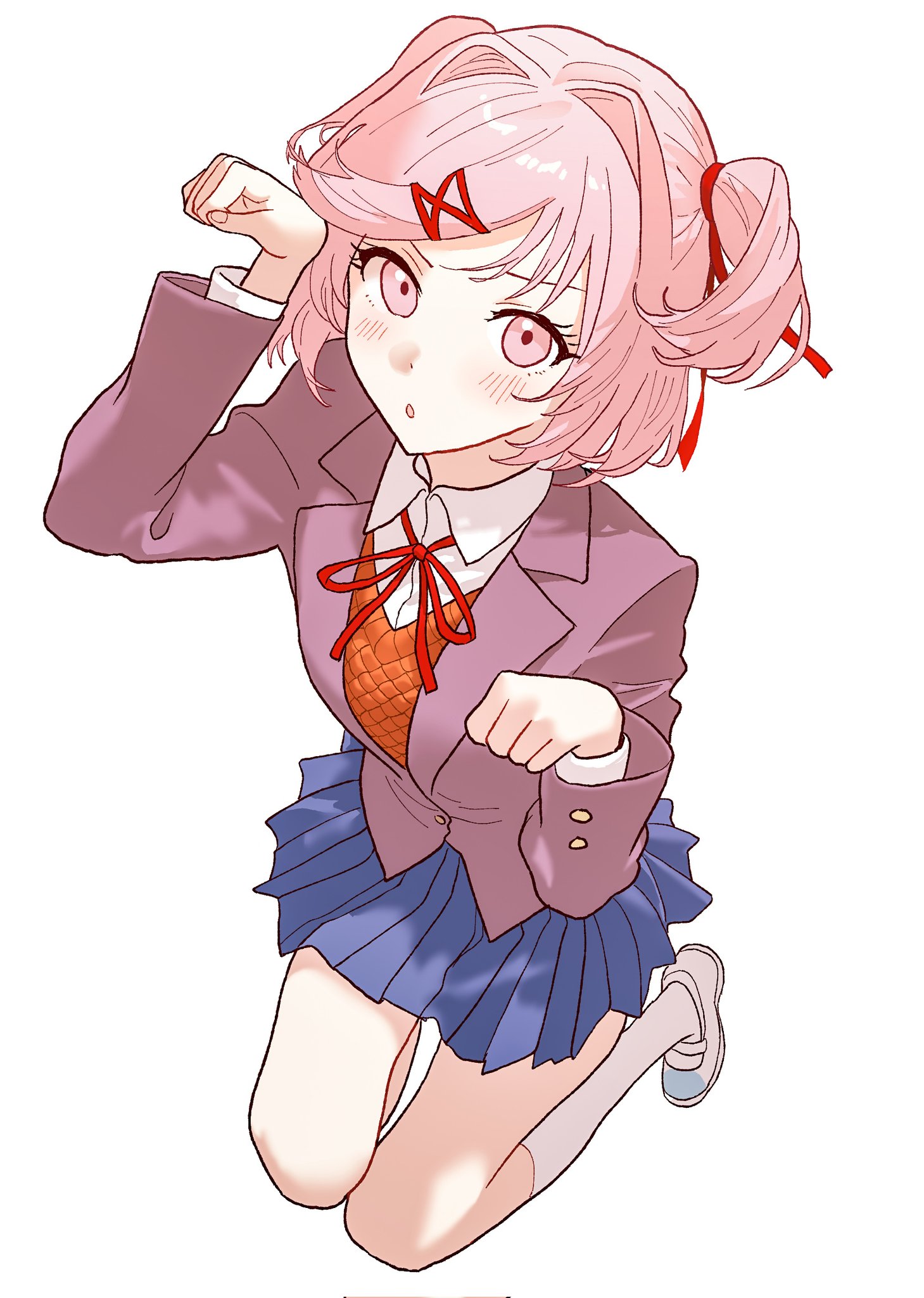 Safebooru - 1girl :o blue skirt blush commentary doki doki literature ...