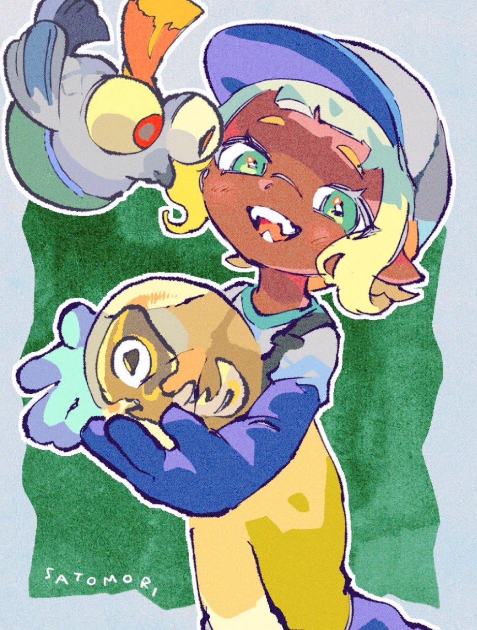 Safebooru - 1girl :d artist name baseball cap blonde hair blush ...