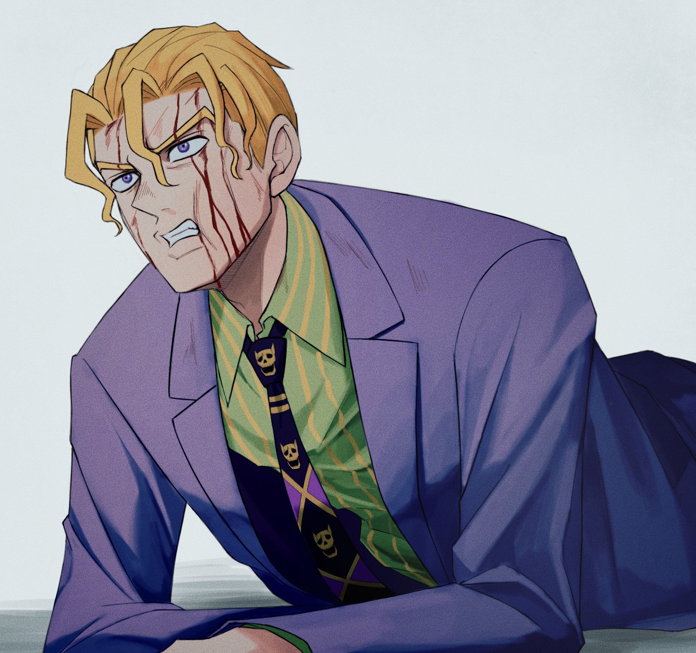 Safebooru - 1boy blonde hair blood blood on face bruise bruise on face ...